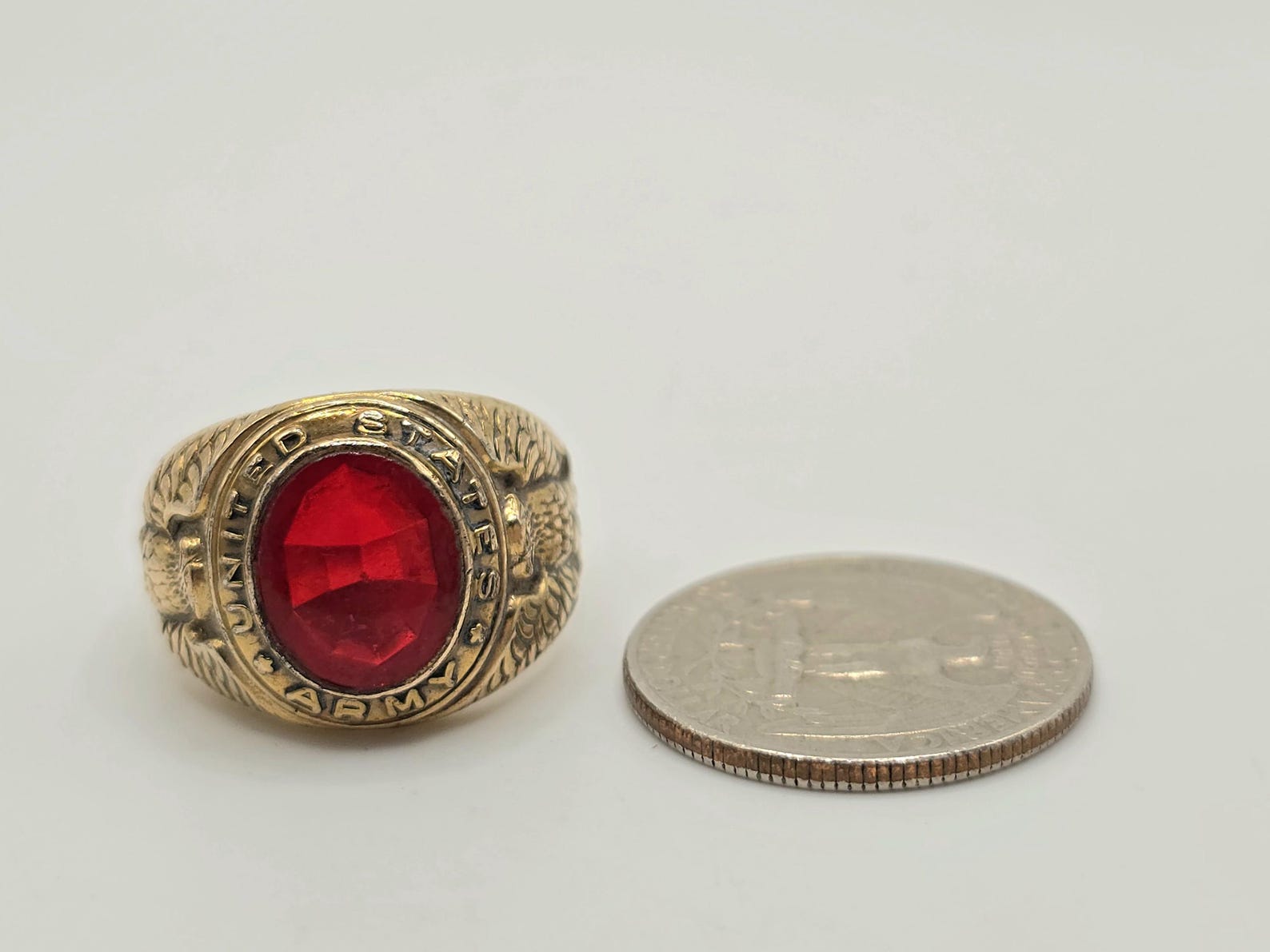 Vintage 10K Gold-filled U.S. Army Men’s Ring – Red Stone – Size 10 – 8 ...