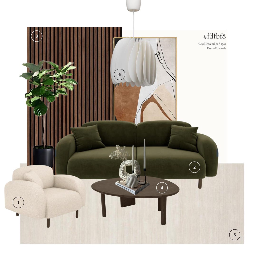 Cozy Earth-tone Living Room Moodboard | Clickable PDF Interior Design ...