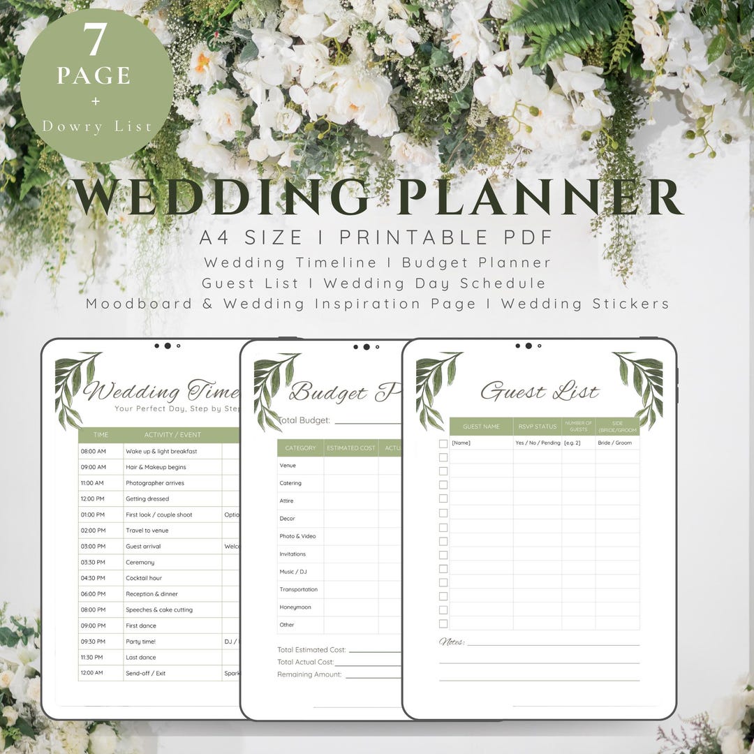 Printable Wedding Planner | Bridal Dowry Checklist (PDF) - Etsy