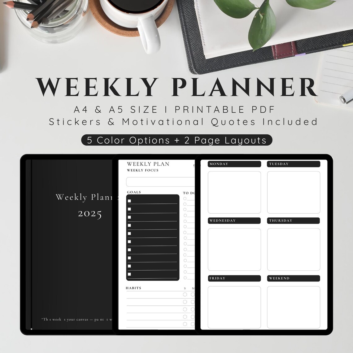 2025 Weekly Planner Printable | Minimal Aesthetic Digital Planner | A4 ...