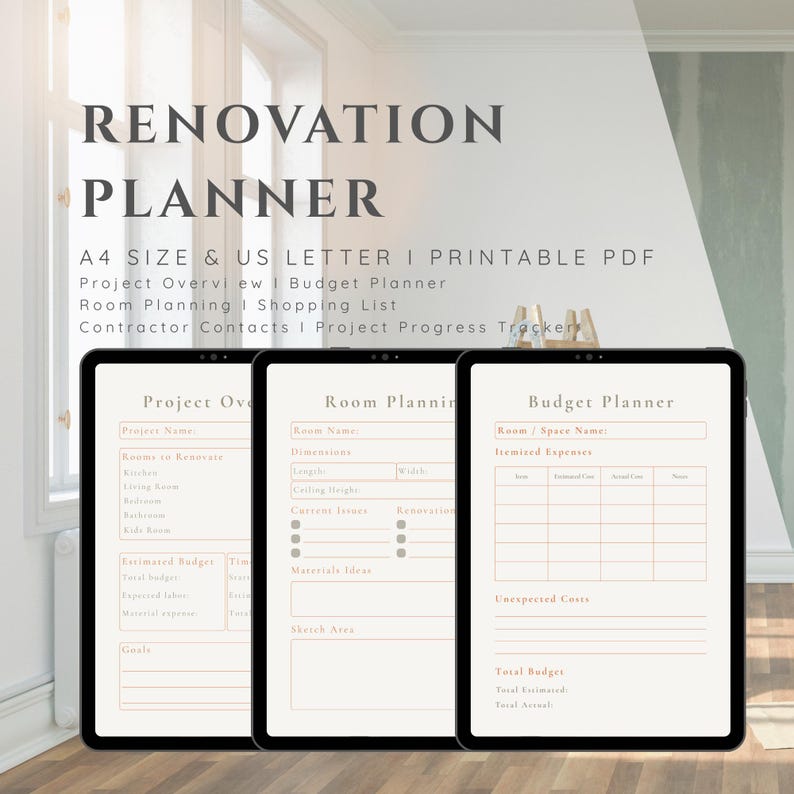 7 PAGE I Home Renovation Planner | Printable Remodeling Project ...