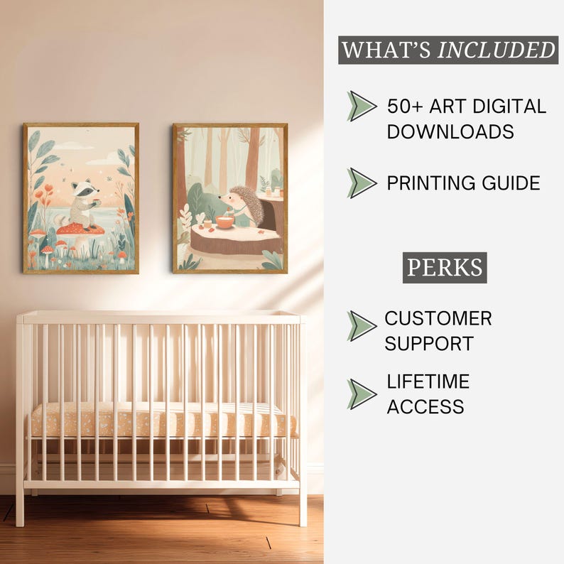 Whimsical Woodland Nursery Art Print Digital Download Forest Animal ...