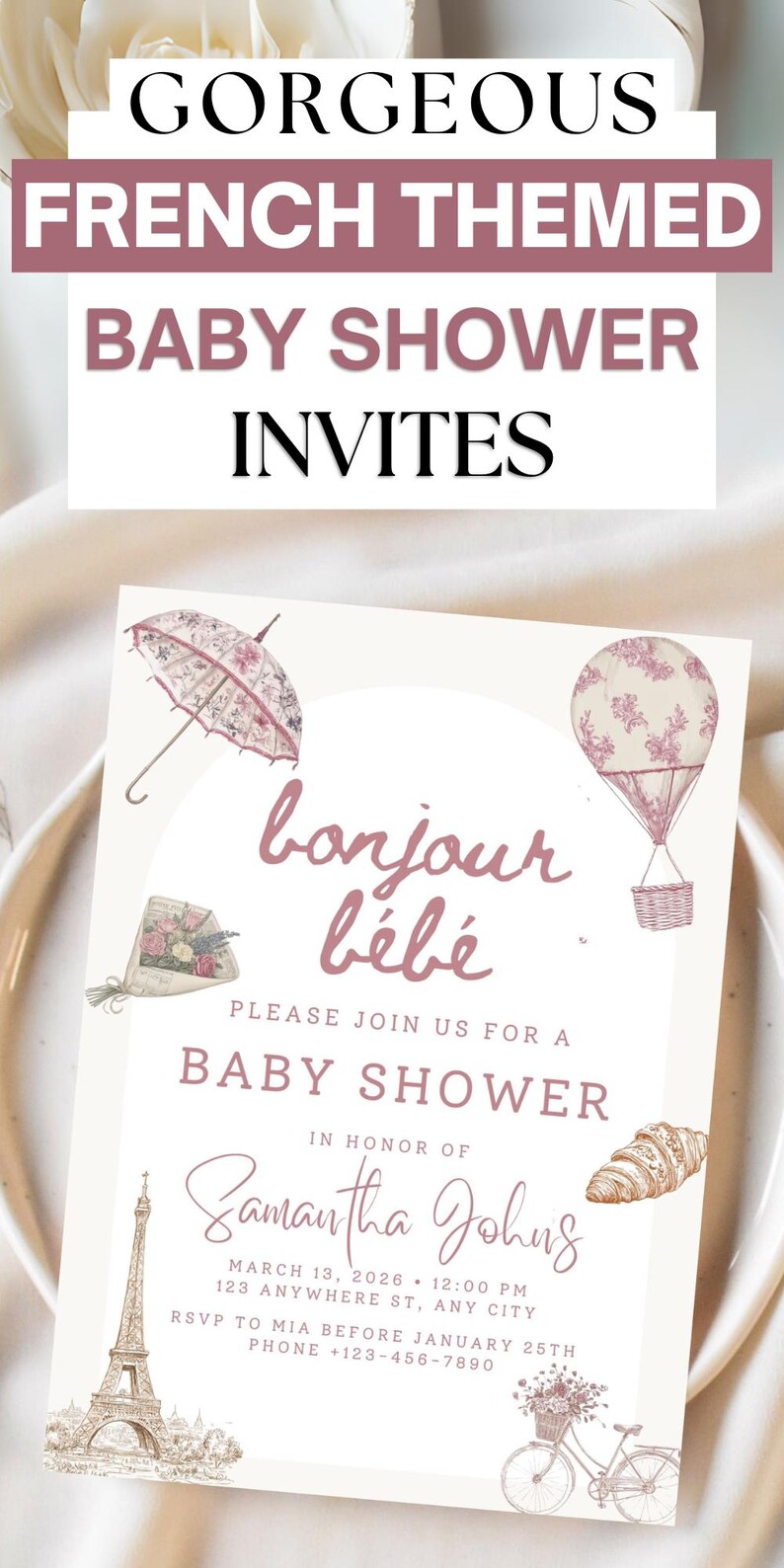 Paris Baby Shower Invite Printable Templates French Baby Girl Shower ...