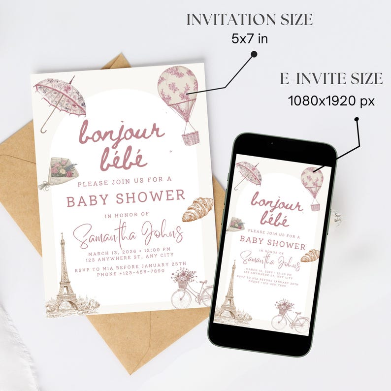 Paris Baby Shower Invite Printable Templates French Baby Girl Shower ...