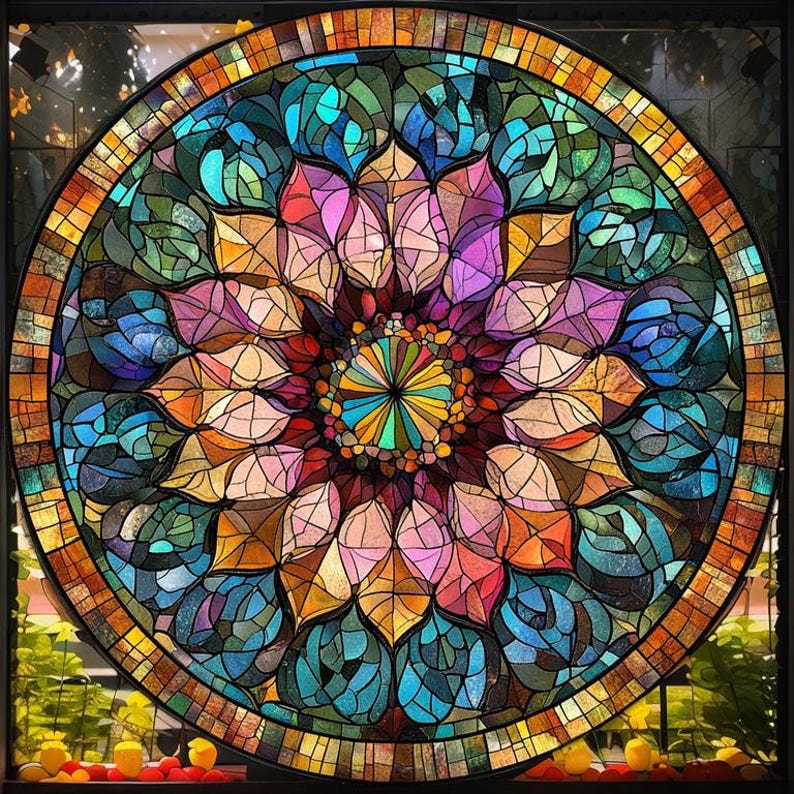 Sacred Mandala Suncatcher - Stained Glass Effect Acrylic Window Hanging ...