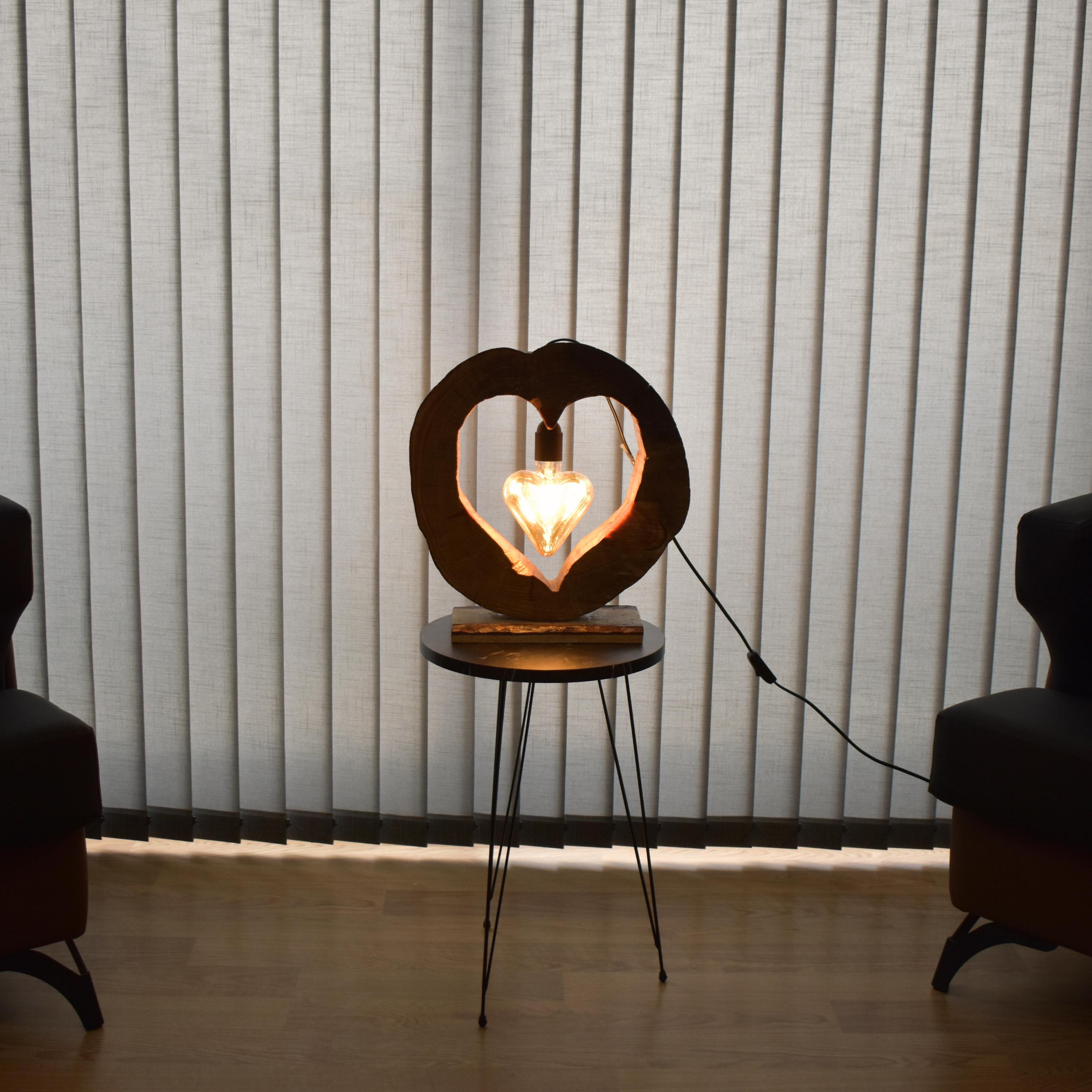 Rustic Wooden Floor Lamp - Natural Heart Shape Lamp - Reclaimed Wood ...