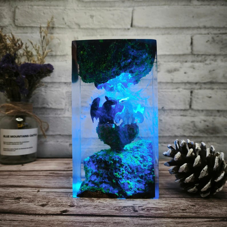 Toothless and Light Fury Epoxy Lamp, Dragon Lamp, Epoxy Resin Lamp ...
