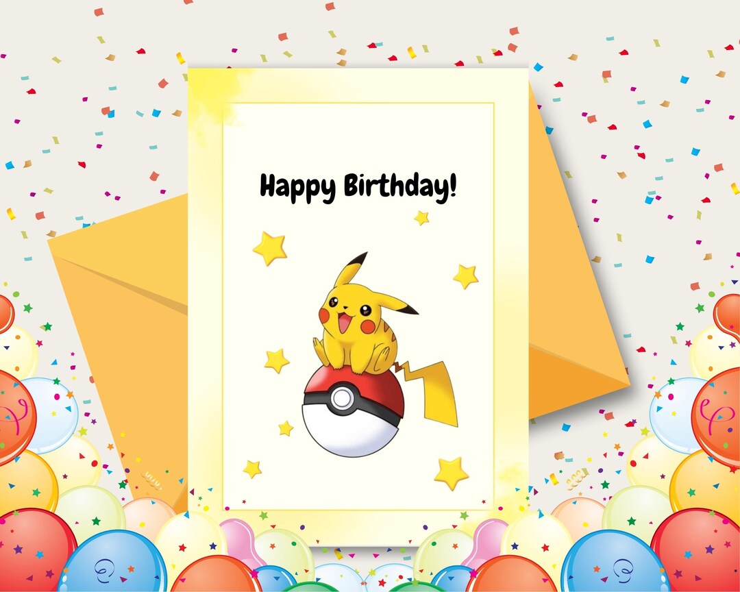 Printable Birthday Card - Pokemon Bday Card - Instant Download ...