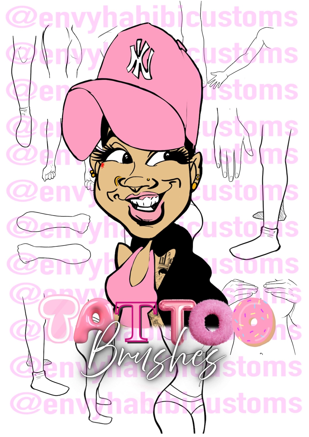 32 Tattoo Design Body Parts Outline Instant Download Procreate Stamps ...