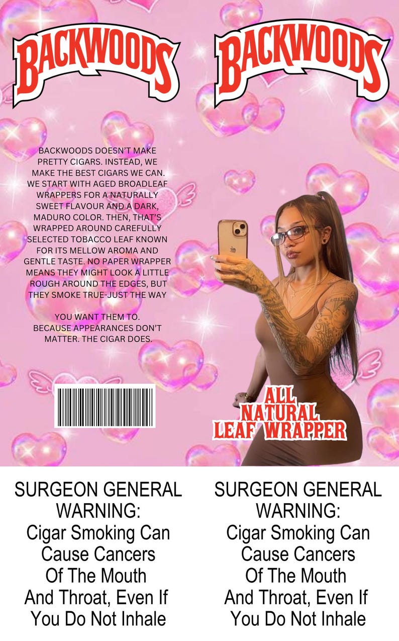 Customizable Single Backwood Wrapper Pink Hearts Custom Photo Backwood ...