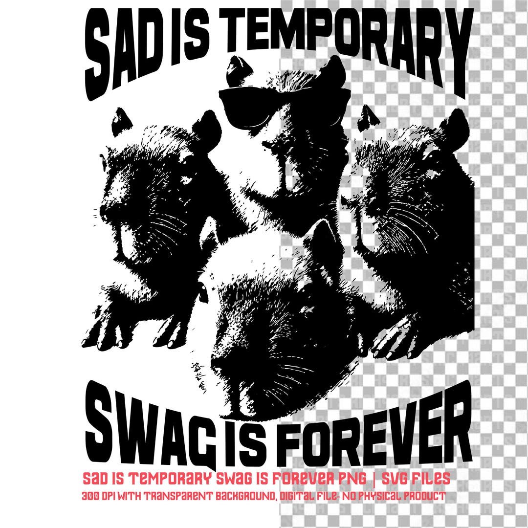 Retro 90s Capybara PNG SVG: Sad is Temporary Swag (digital Files) - Etsy