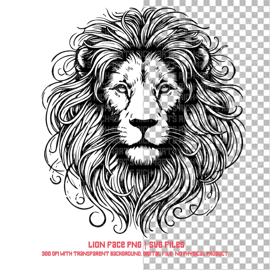 Lion Face Svg & Png Files / Lion Head Svg / Lion Svg / Lion King Svg ...