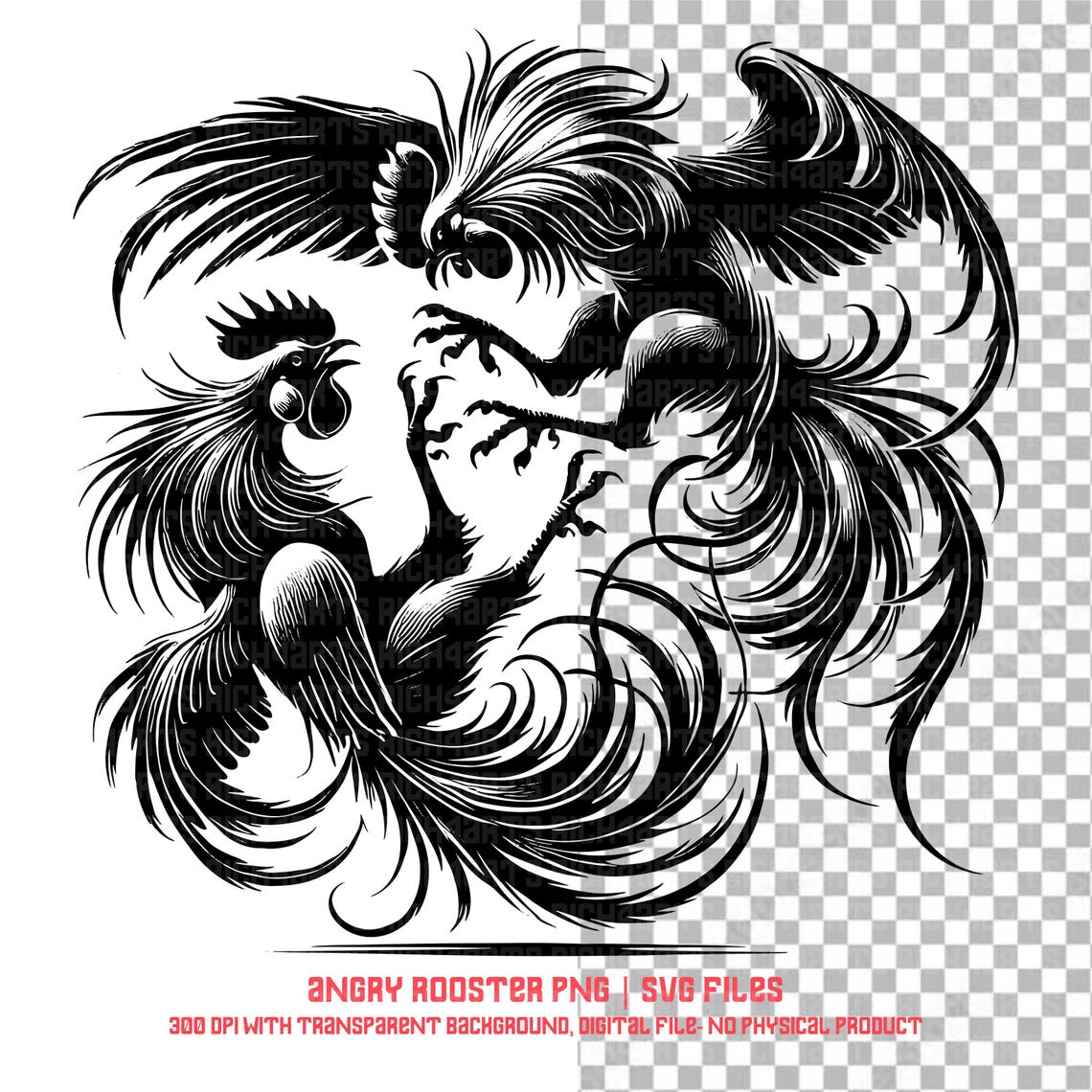 Cockfighting Svg PNG Files, Angry Rooster Svg, Strong Chicken Png ...