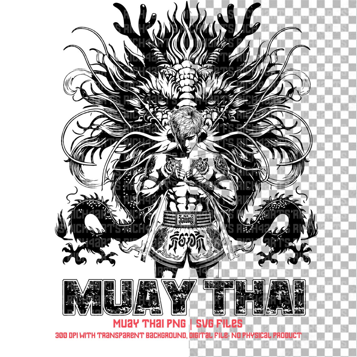 Muay Thai Fighter SVG: Thai Boxer Design (digital Download) - Etsy