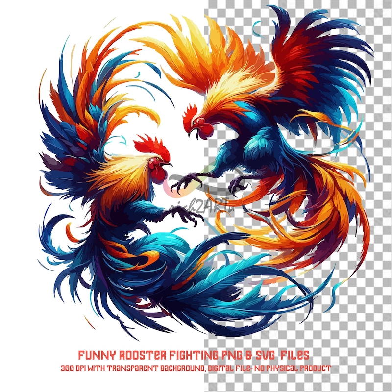 Rooster Fight Png - Etsy UK