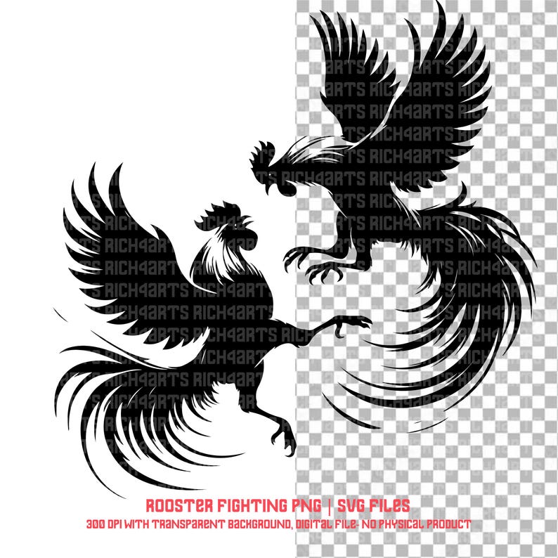 Angry Rooster SVG: Cockfighting Clipart, Strong Chicken PNG (digital ...