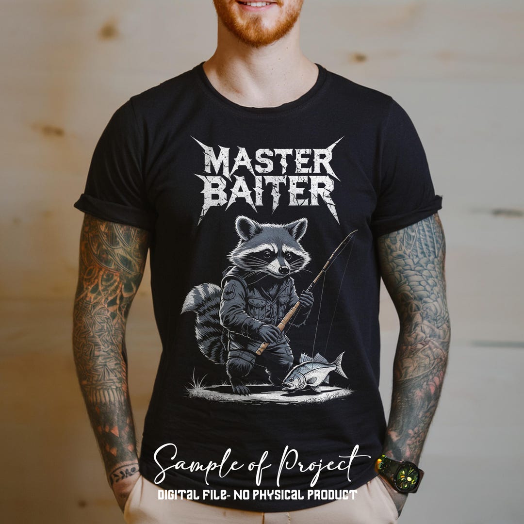 Master Baiter Raccoon Fisher Shirt - Sarcastic Meme T Shirt for Bass ...