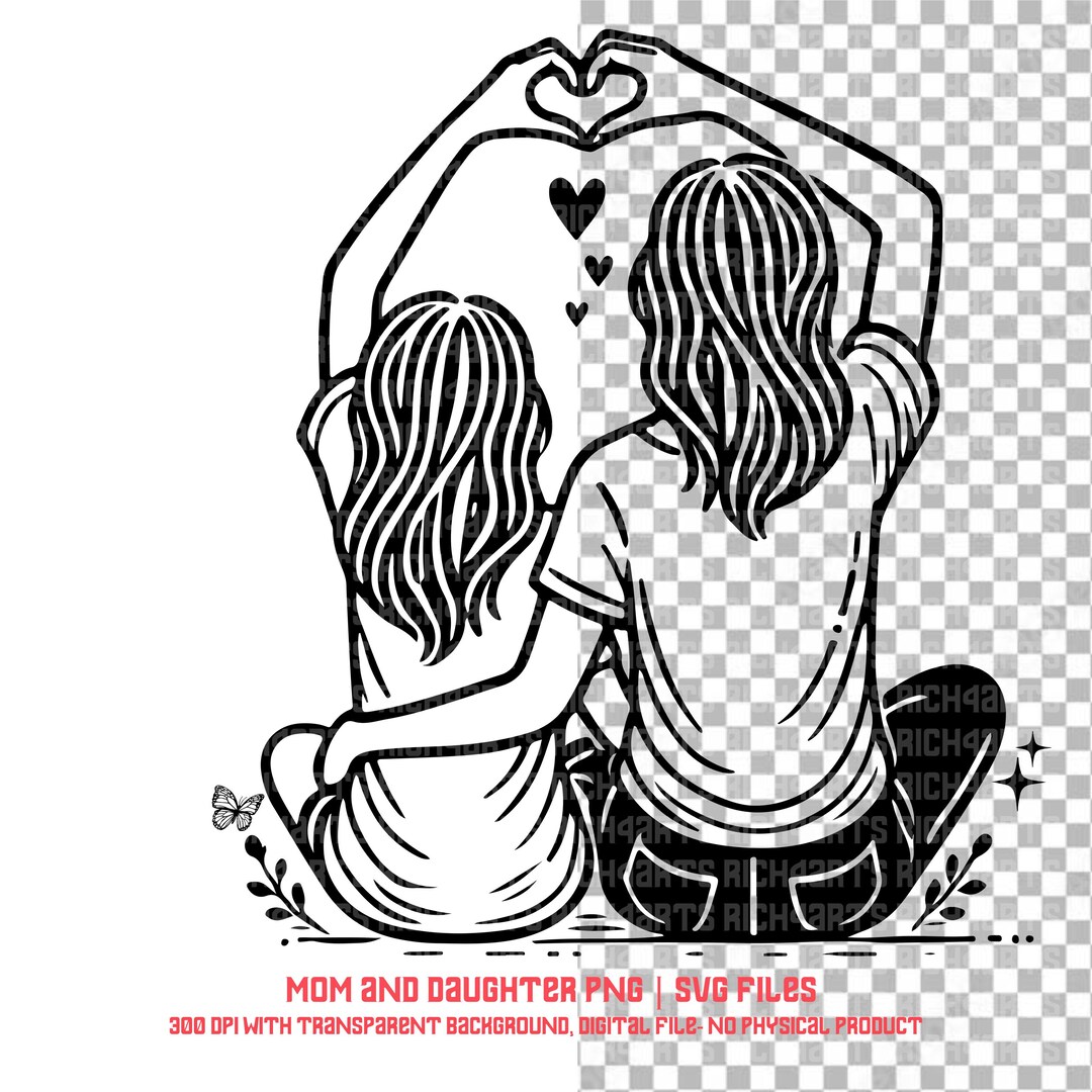 Mom and Daughter Heart Hand Svg & Png, Hand Sign Heart Svg, Mothers Day ...