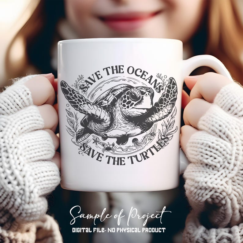 Save the Ocean Turtle SVG & PNG Files: Marine Conservation Art (digital ...