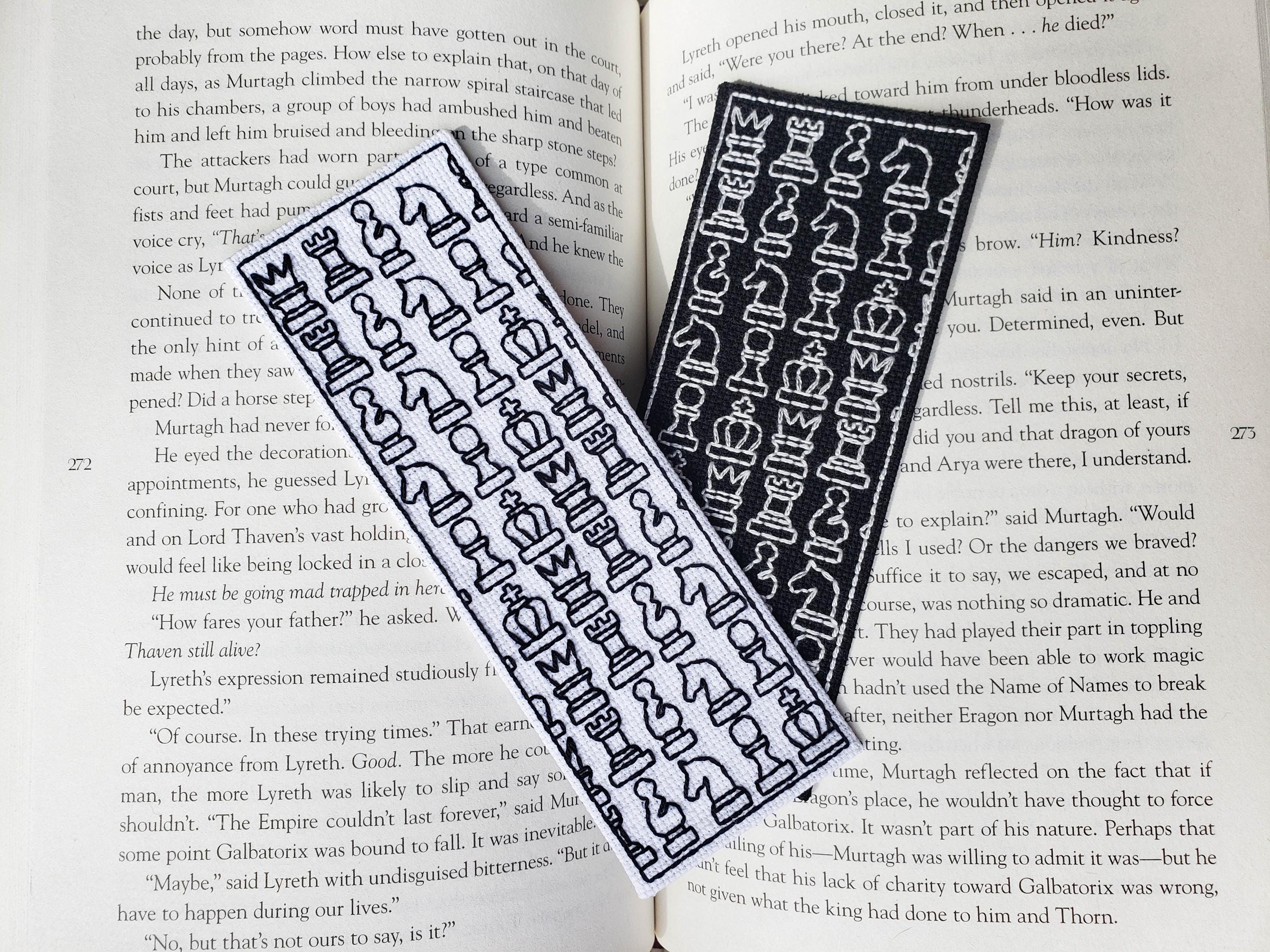 Chess Blackwork Bookmark Sewing Pattern, Blackwork Embroidery Chart ...