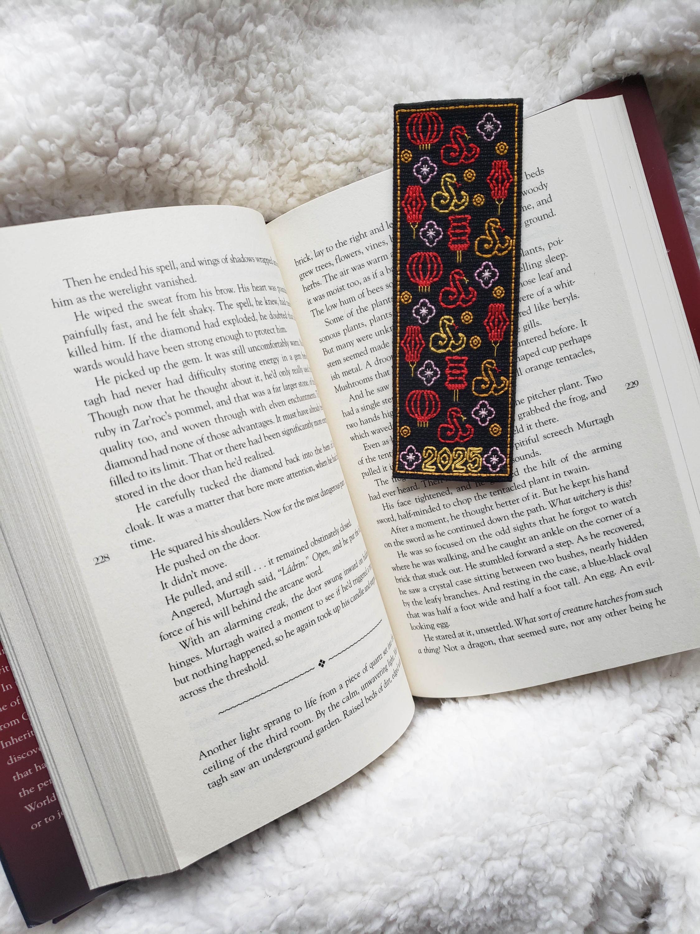 Year of the Snake Blackwork Bookmark Sewing Pattern, 2025 Lunar New ...