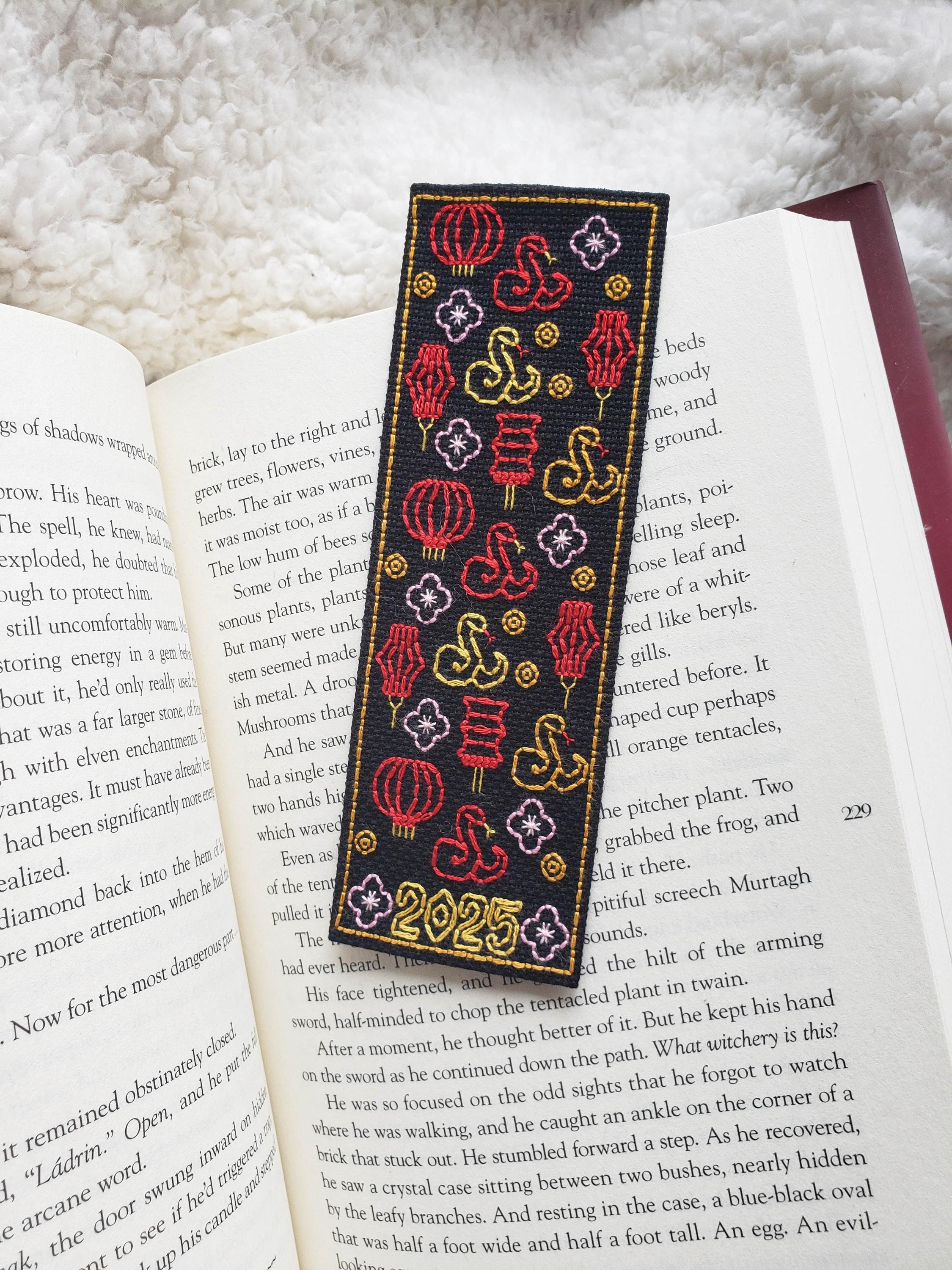 Year of the Snake Blackwork Bookmark Sewing Pattern, 2025 Lunar New ...