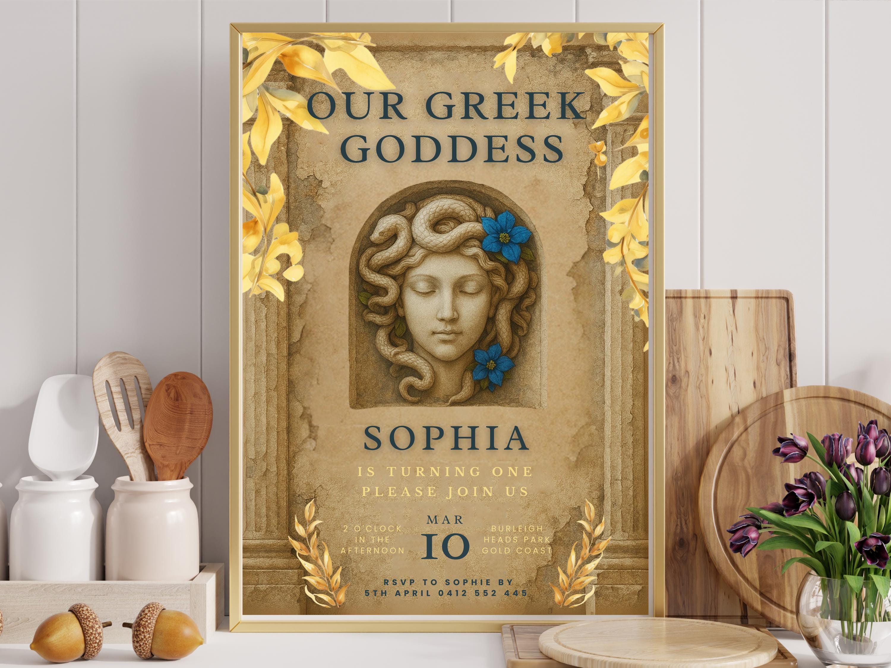 Greek Mythology Birthday Invitation | Medusa Goddess Theme | Editable ...
