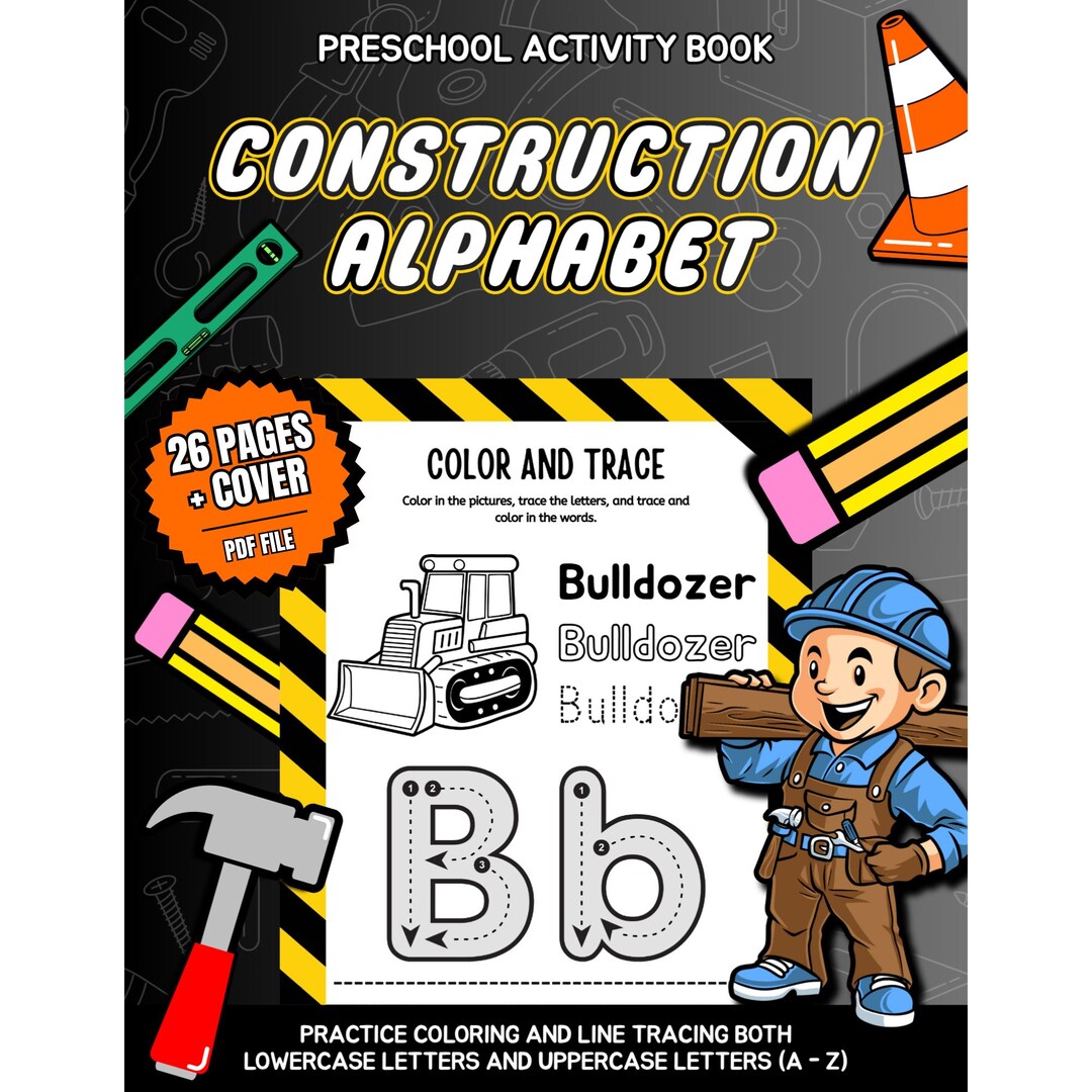 Construction Alphabet A-Z | Tracing Sheets | Coloring Sheets ...
