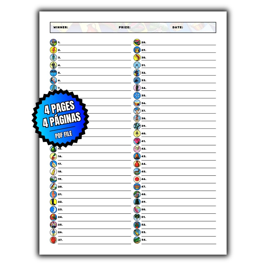 Lotería Raffle Sheets | Mexican Loteria Raffle Sheets | Rifa De Loteria ...