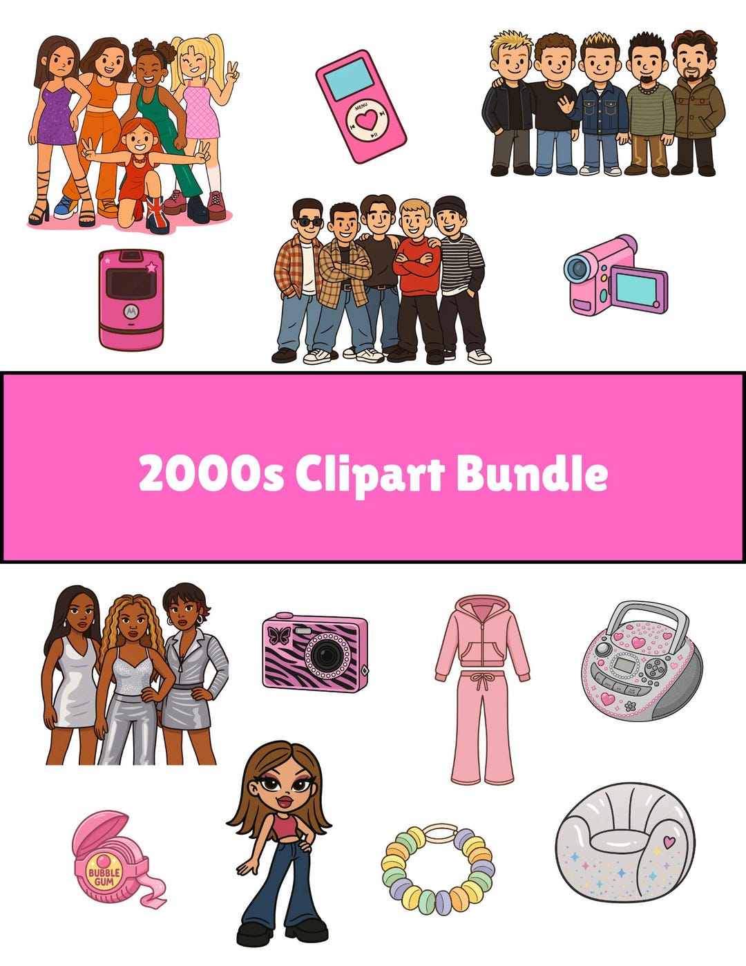 Y2K Aesthetic Clipart Bundle | 2000s Nostalgia PNG Set - Etsy