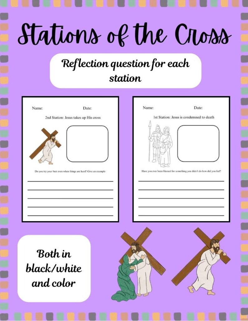 Stations of the Cross for Kids- Lent Reflection Pages- Catholic ...