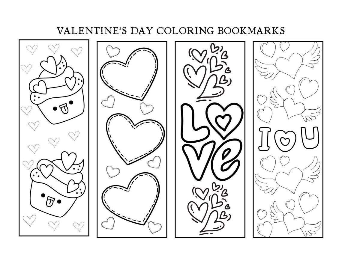 Valentine’s Day Bookmark Coloring Sheets – Fun, Creative ...