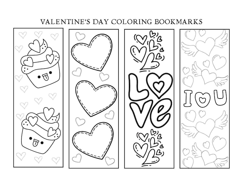 Valentine’s Day Bookmark Coloring Sheets – Fun, Creative ...