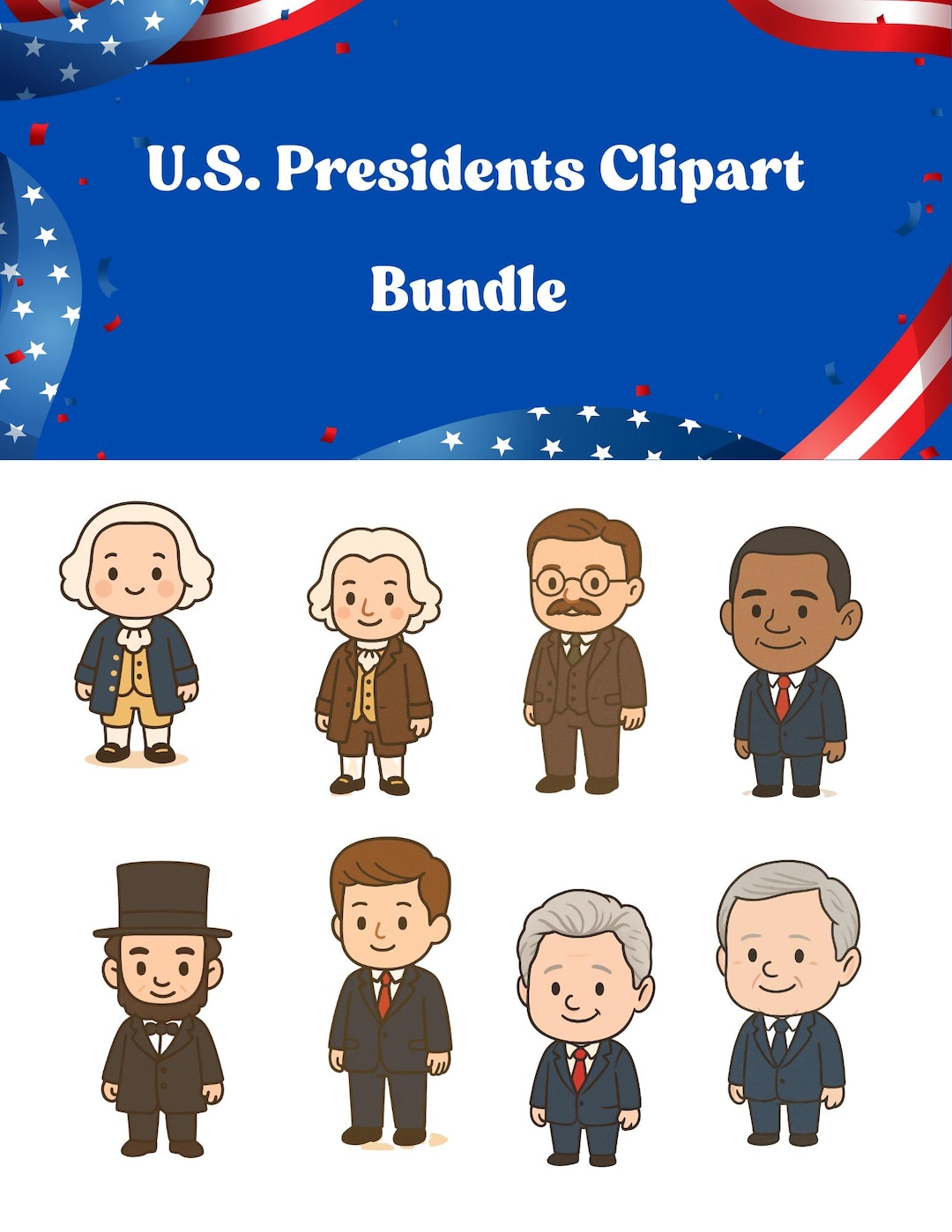 U.S. Presidents Clipart Bundle - Etsy