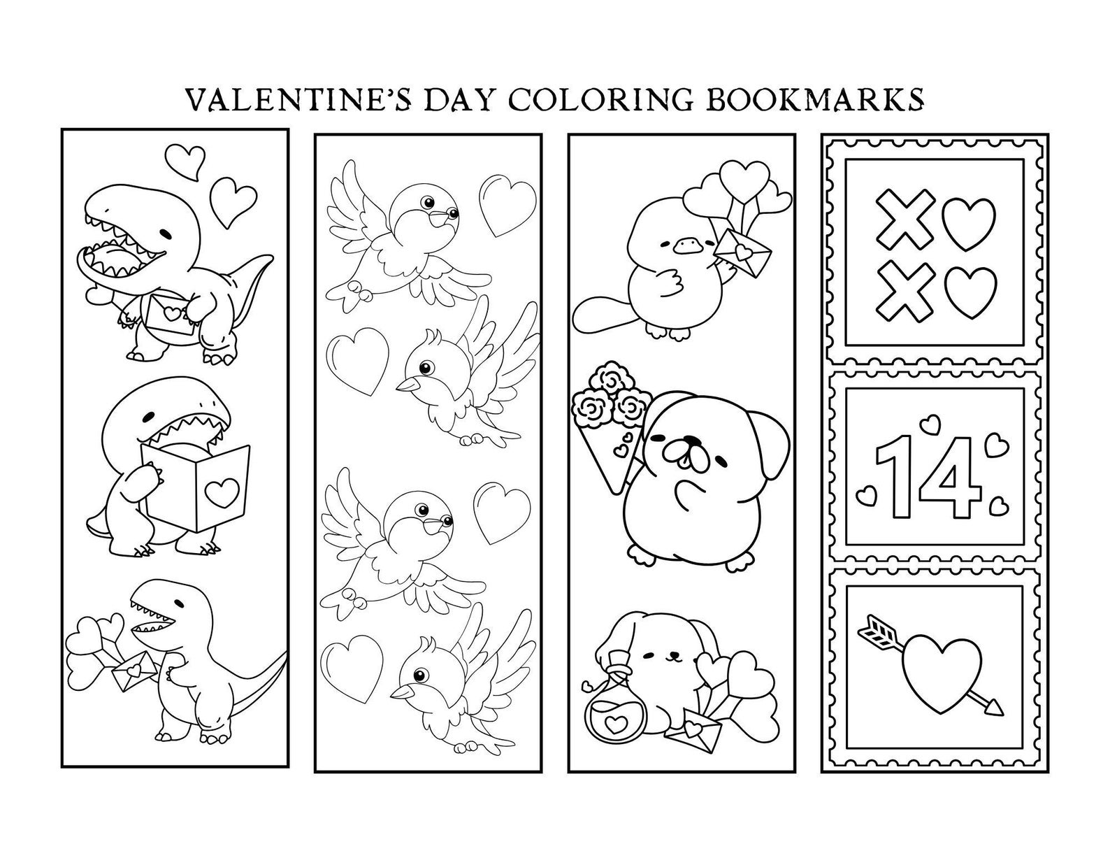 Valentine’s Day Bookmark Coloring Sheets – Fun, Creative ...
