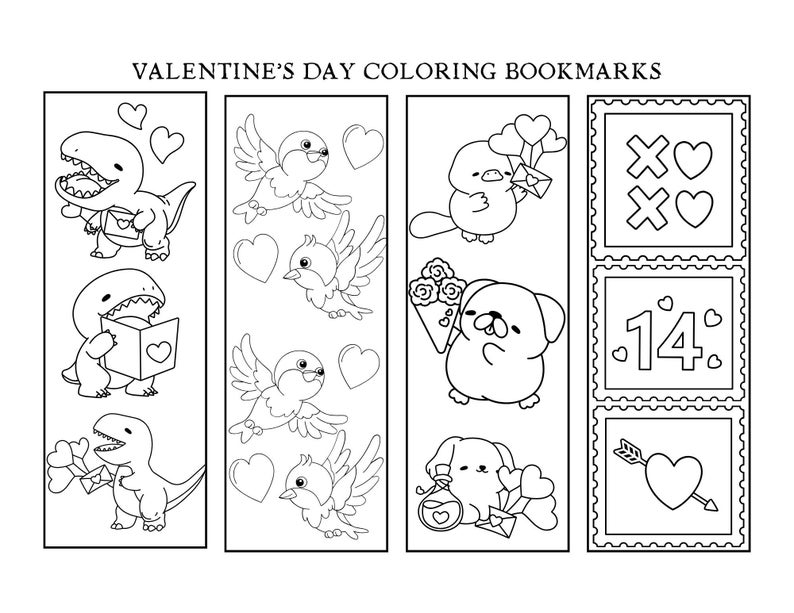 Valentine’s Day Bookmark Coloring Sheets – Fun, Creative ...