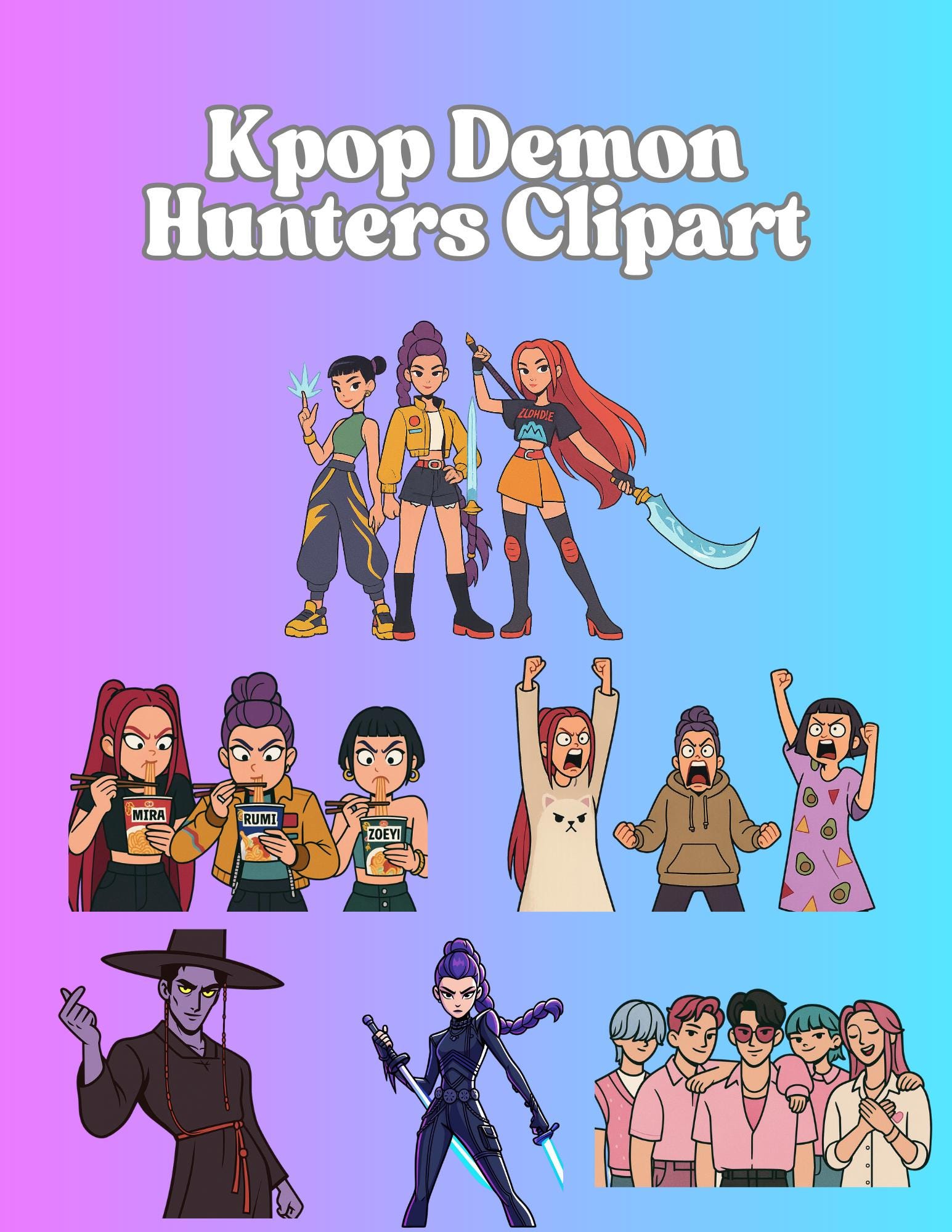 Kpop Demon Hunters Png Set Etsy