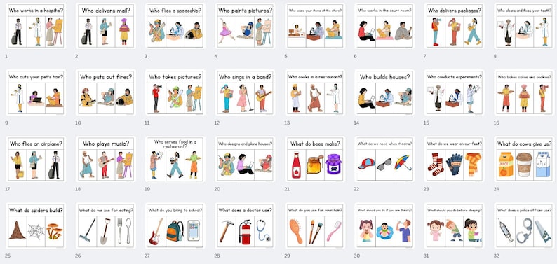 100 WH Question Flash Cards: Autism & Speech Therapy (printable) - Etsy