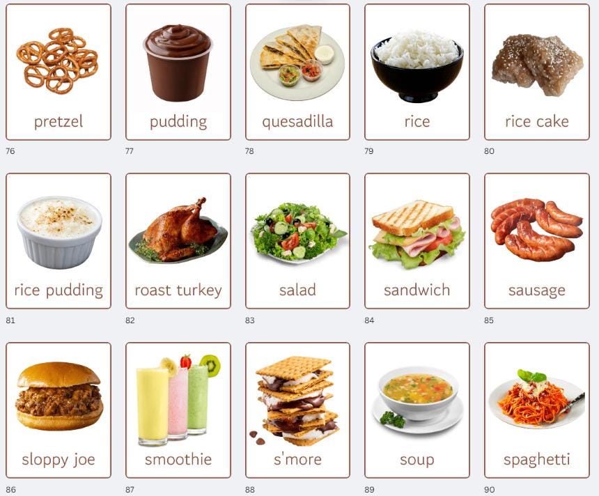 100 Foods & Snacks Flashcards: Montessori Nutrition Cards (printable ...