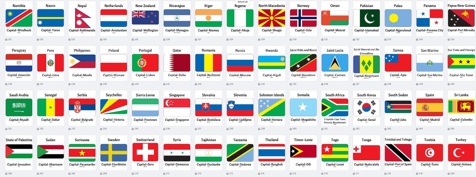 195 FLAGS of the World - Country Name, Capital, Continent | 193 UN ...