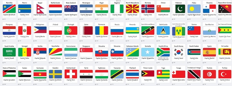 195 FLAGS of the World - Country Name, Capital, Continent | 193 UN ...