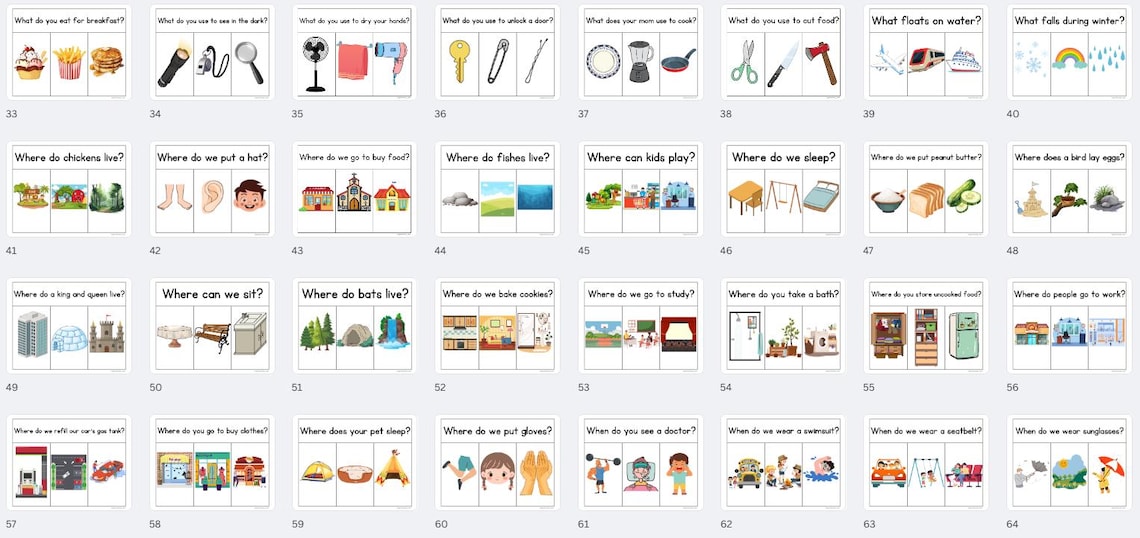 100 WH Question Flash Cards: Autism & Speech Therapy (printable) - Etsy