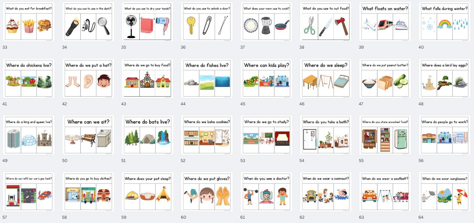 100 WH Question Flash Cards: Autism & Speech Therapy (printable) - Etsy