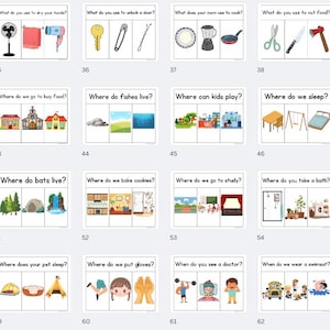 100 WH Question Flash Cards, Speech Therapy Matching Functions Task ...