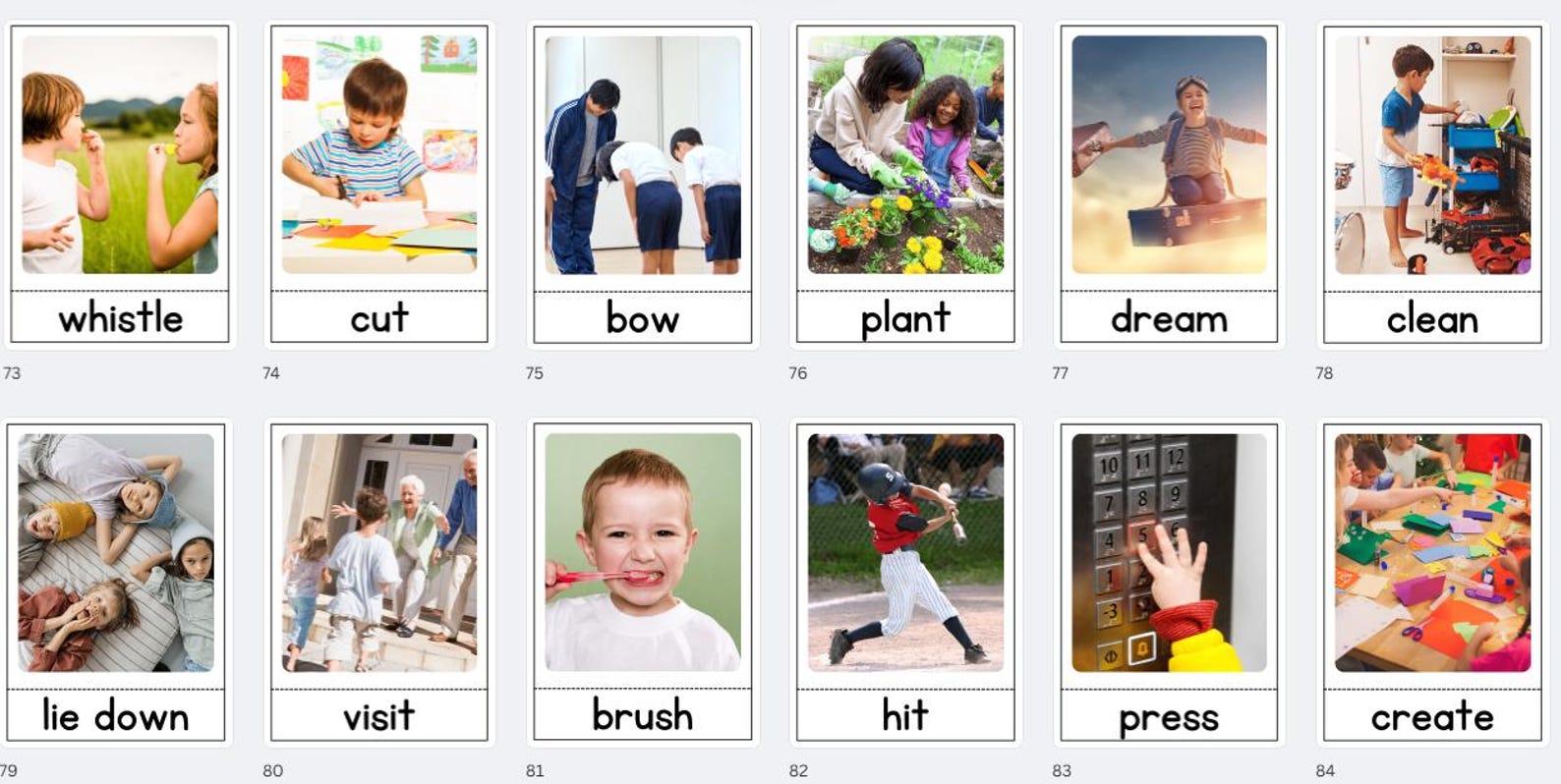 Action Verb Flashcards: Speech Therapy & Autism Learning (printable PDF ...