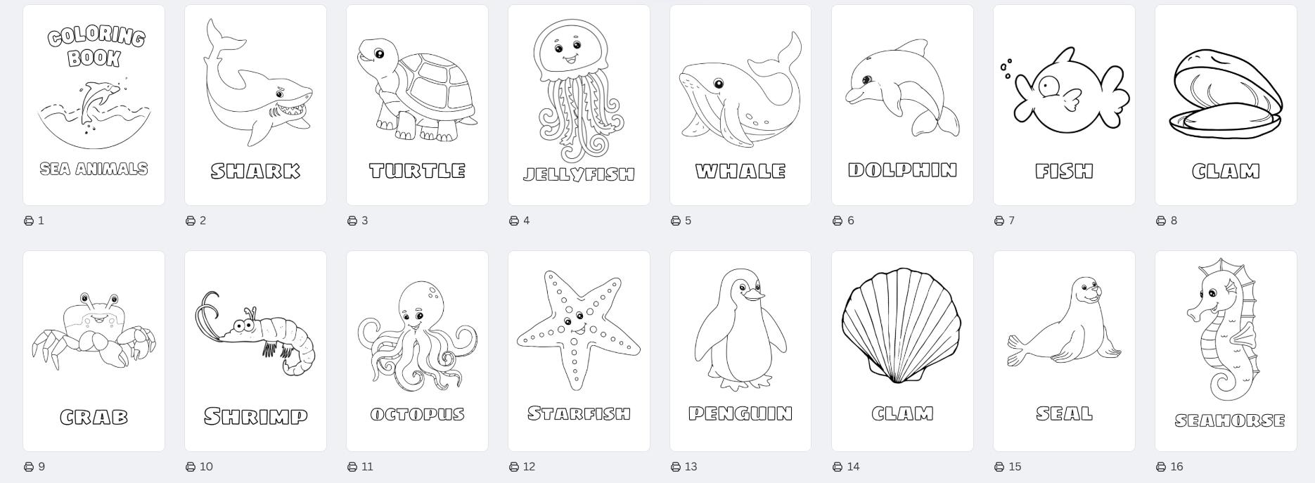 60 Printable OCEAN ANIMALS Flashcard W/ Real Pictures | Marine Mammals ...