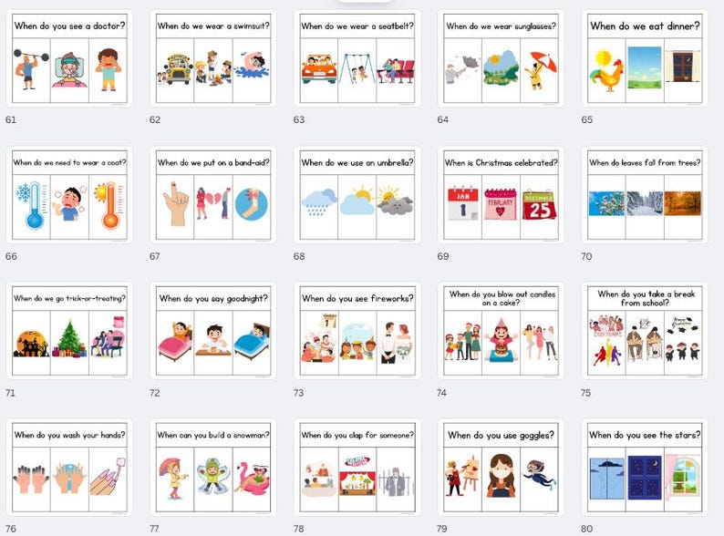 100 WH Question Flash Cards, Speech Therapy Matching Functions Task ...