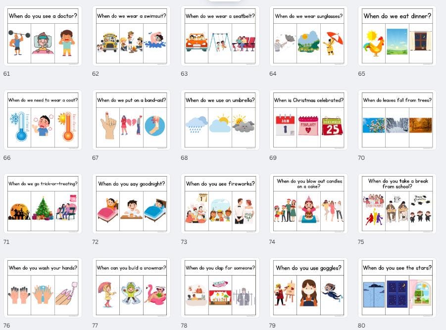 100 WH Question Flash Cards: Autism & Speech Therapy (printable) - Etsy