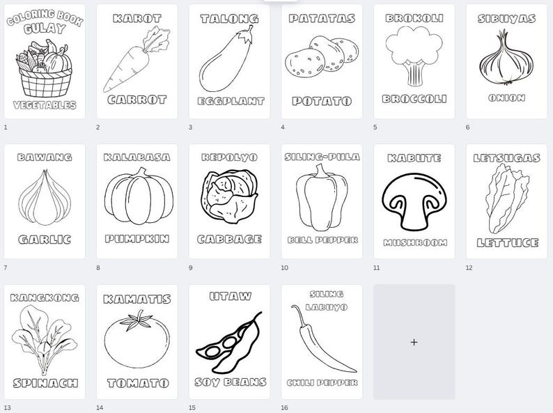 70 FILIPINO-ENGLISH Fruits & Vegetables Bilingual Printable Flashcards ...