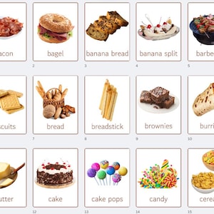100 Foods & Snacks Flashcards: Montessori Nutrition Cards (printable ...